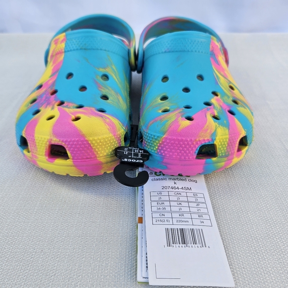 CROCS | Shoes | New Kids Crocs Classic Marbled Rainbow Tiedye Clog ...